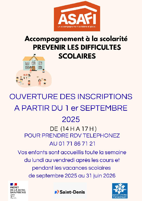 Accompagnement à la scolarité : Ouverture des inscriptions :: Asafi ...